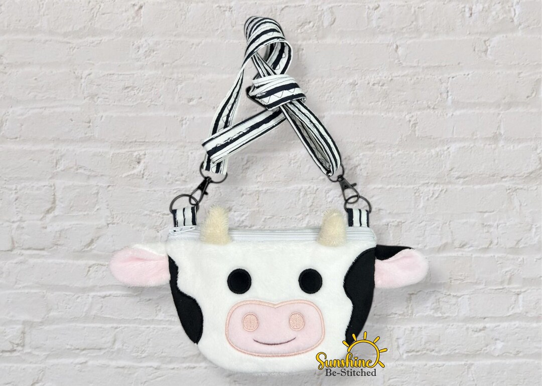ITH Cow Zipper Bag - in the Hoop Embroidery Design Cow Purse Rounded ...