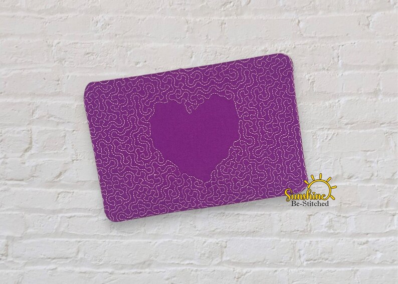 ITH Heart Mug Rug Embroidery Design in the Hoop Stippled Heart Mug Mat ...
