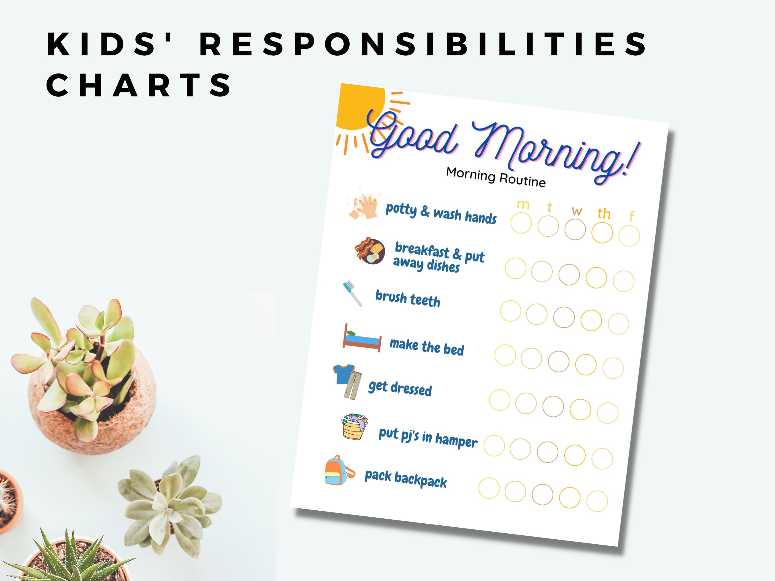 Printable Templates - Kids Responsibilities Charts | Daily Routine ...