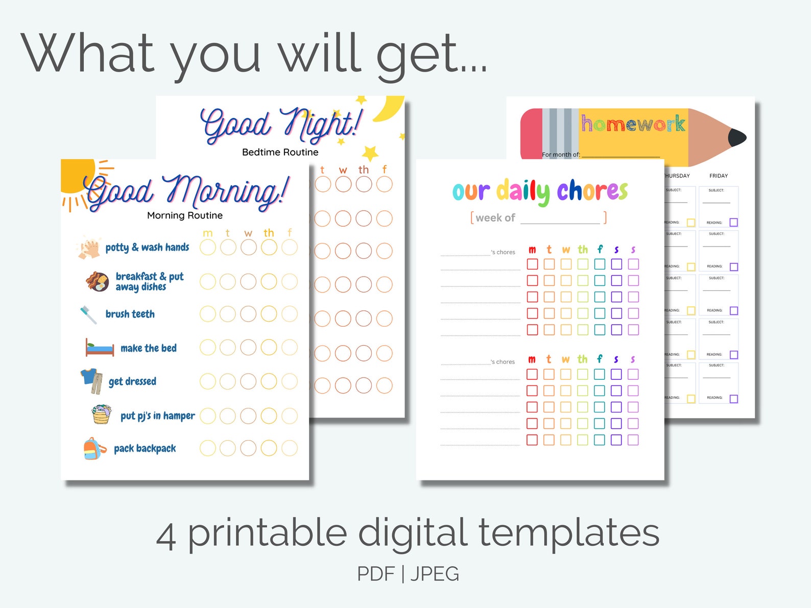 Printable Templates - Kids Responsibilities Charts | Daily Routine ...
