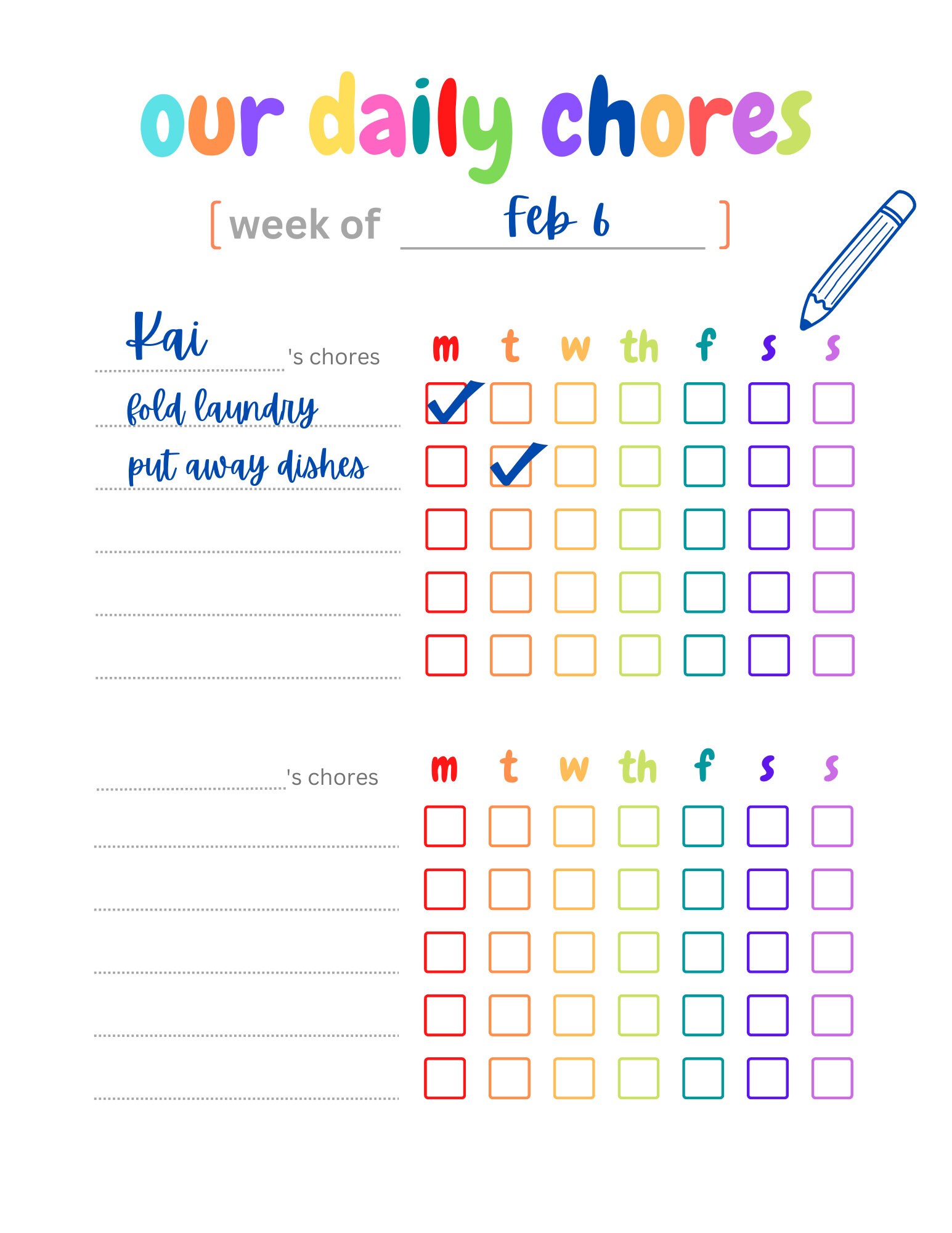 Printable Templates - Kids Responsibilities Charts | Daily Routine ...