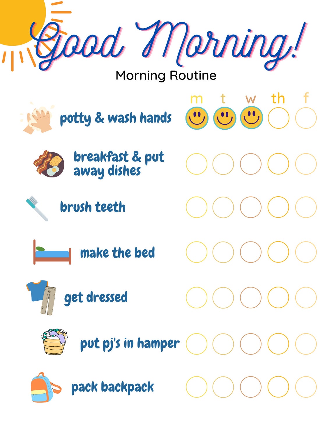Printable Templates - Kids Responsibilities Charts | Daily Routine ...