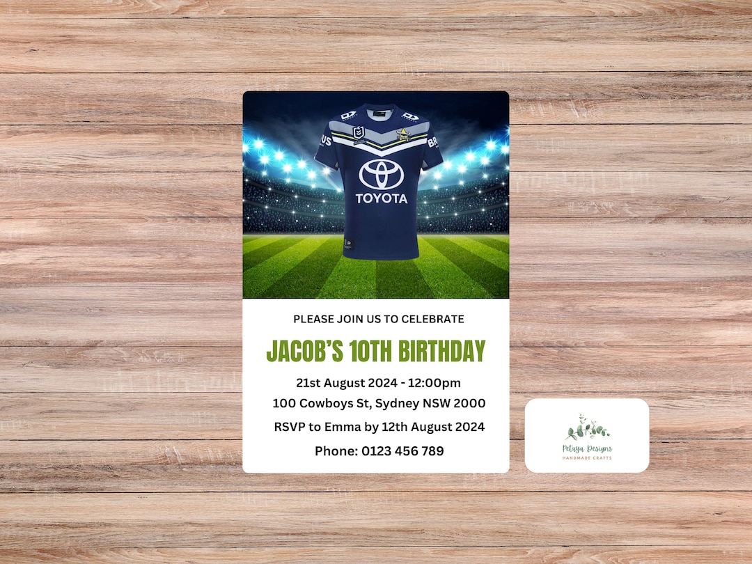 North QLD Cowboys Party Invite | NRL Party Theme | Rugby League | NRL ...