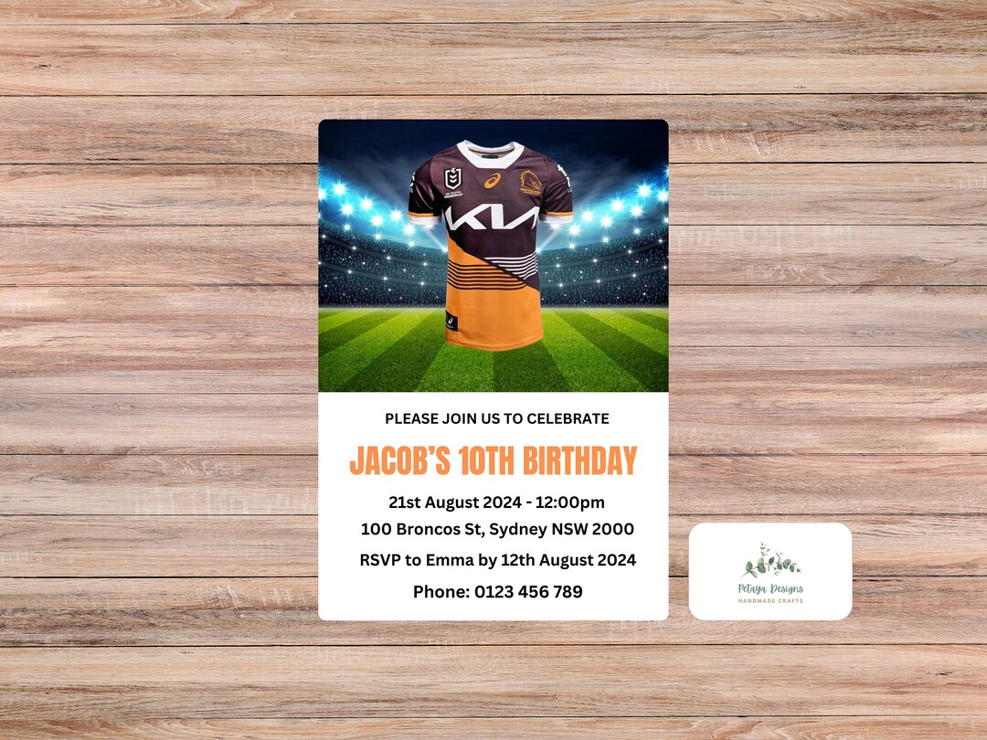 Brisbane Broncos Party Invite | NRL Party Theme | Rugby League | NRL ...