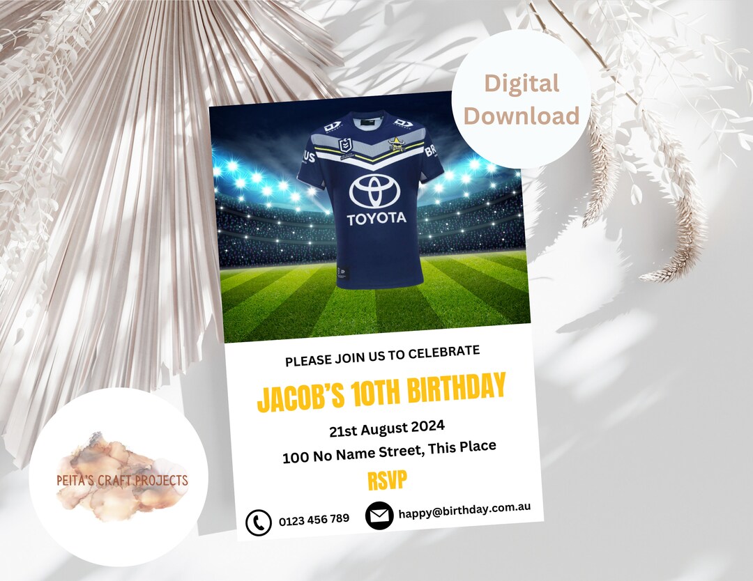 North QLD Cowboys Party Invite NRL Party Theme Rugby - Etsy