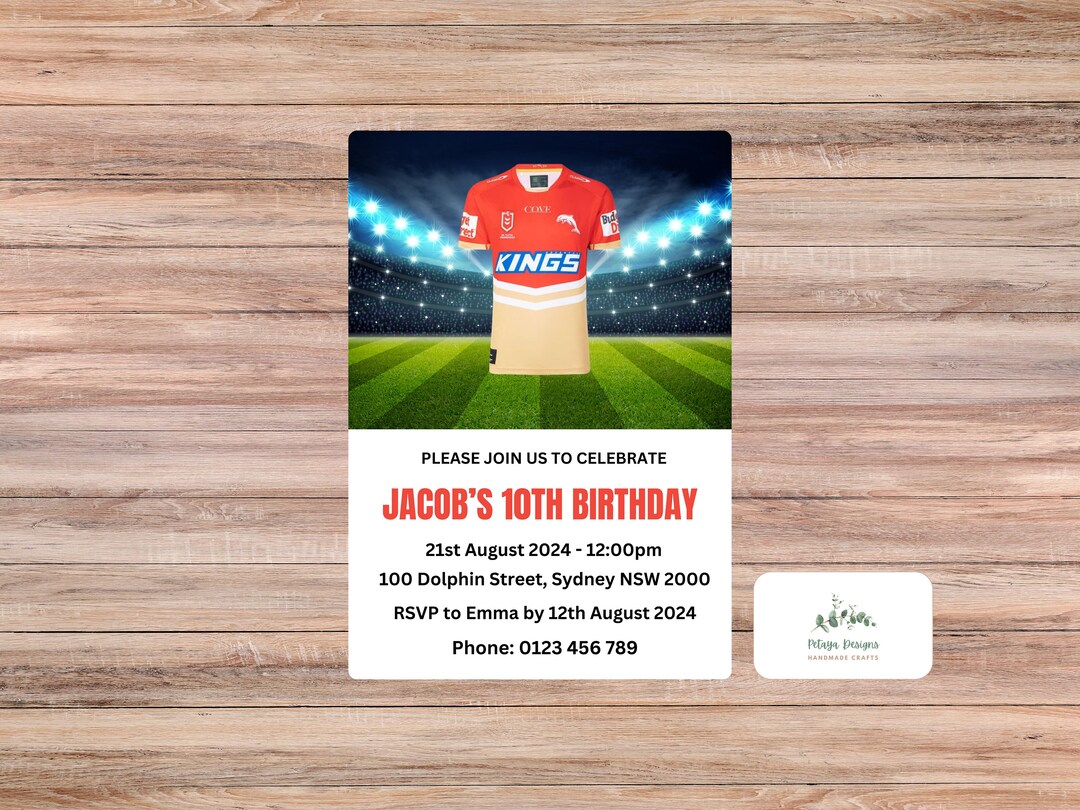 Redcliffe Dolphins Party Invite | NRL Party Theme | Rugby League | NRL ...