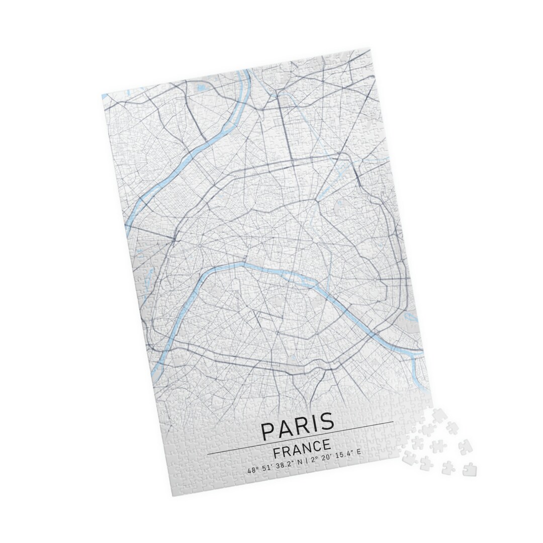 Paris City Map Puzzle, Jigsaw Puzzle Map, Housewarming Gift, Travel ...
