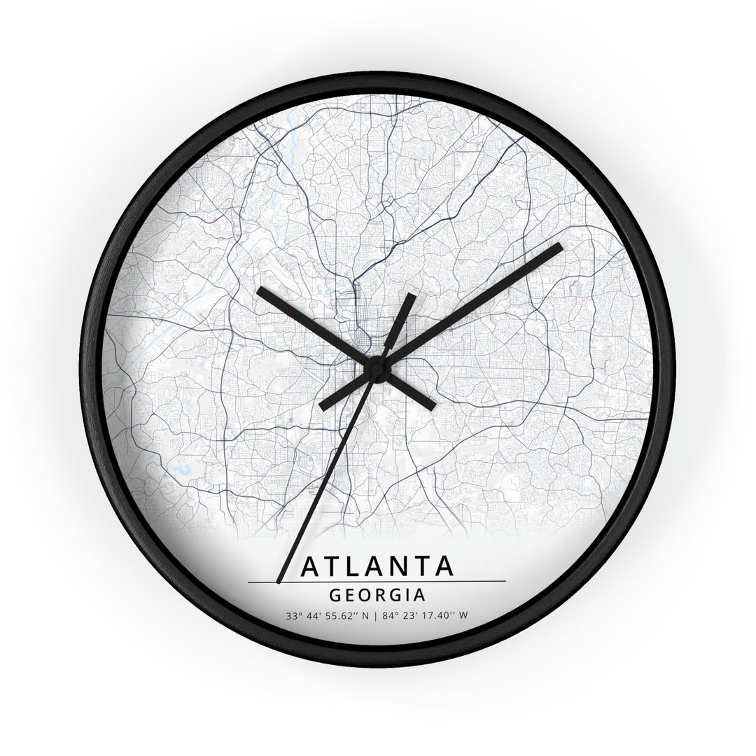 Atlanta Map Wall Clock, Atlanta GA Clock, Atlanta Gift, Atlanta Georgia ...