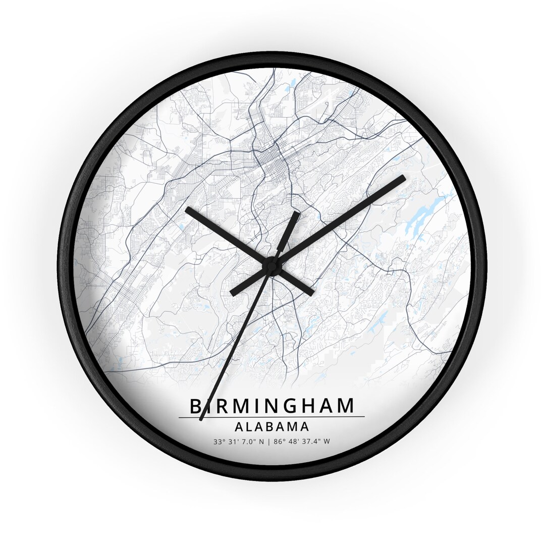 Birmingham Map Wall Clock Birmingham AL Clock Birmingham - Etsy