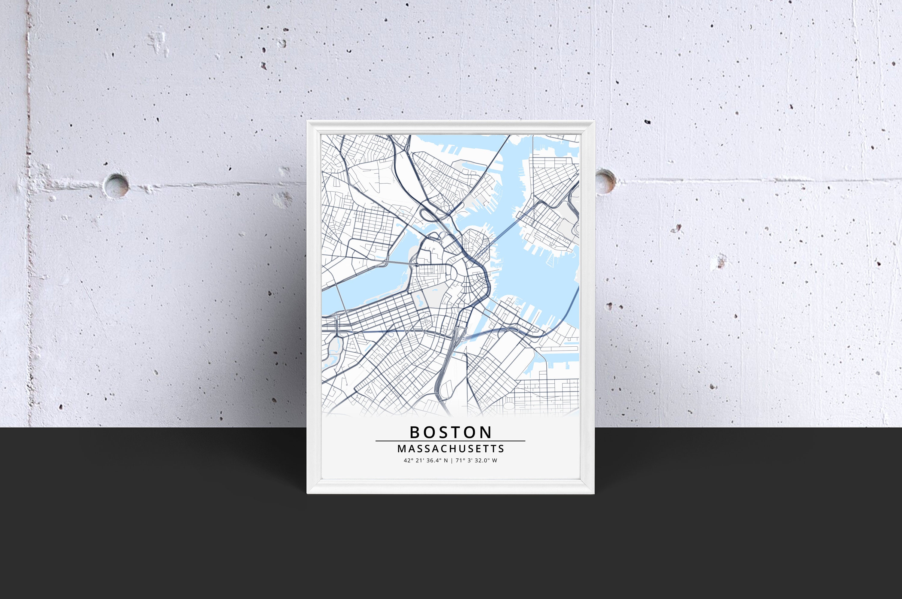 Boston Wall Art City Map Poster Digital Download Boston Massachusetts ...