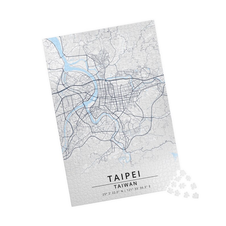 Taipei City Map Puzzle, Jigsaw Puzzle Map, Housewarming Gift, Travel ...