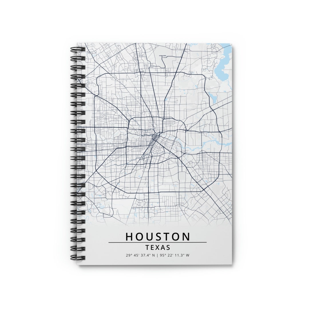 Houston Map Spiral Notebook Ruled Line Notebook, Spiral Map Notebook ...