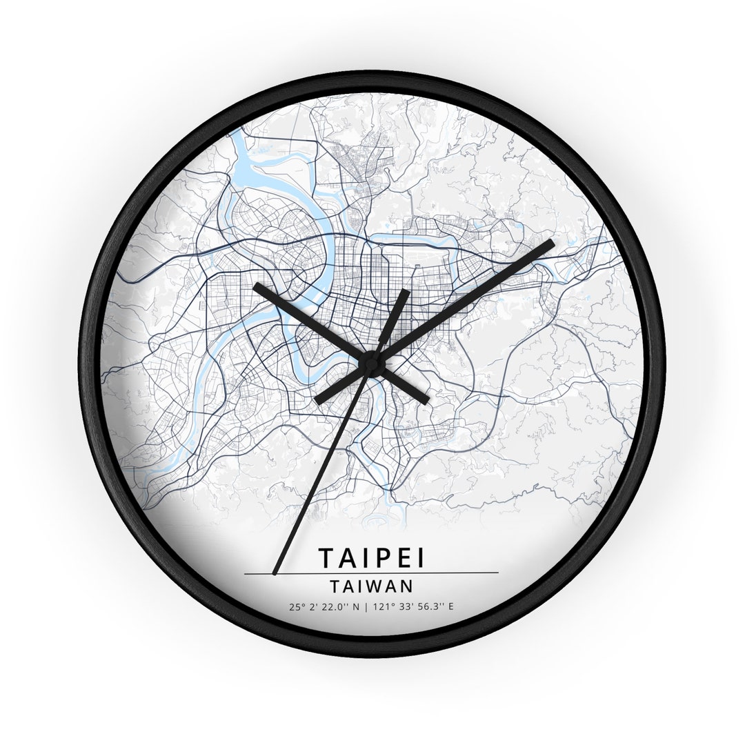 Taipei Taiwan Map Wall Clock, Taipei Taiwan Clock, Taipei Gift, Taiwan ...