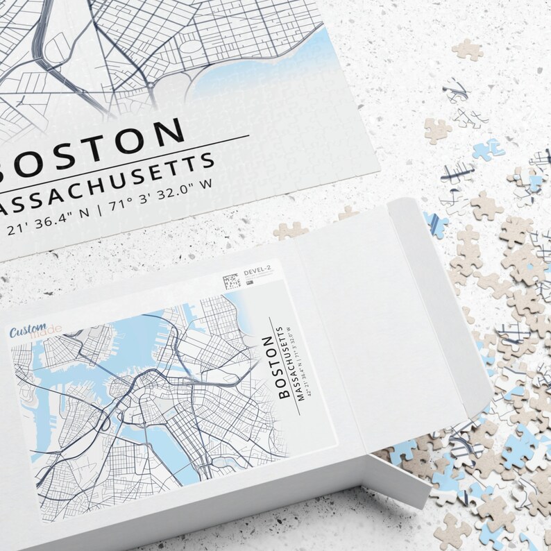 Boston City Map Puzzle Jigsaw Puzzle Map Housewarming Gift - Etsy