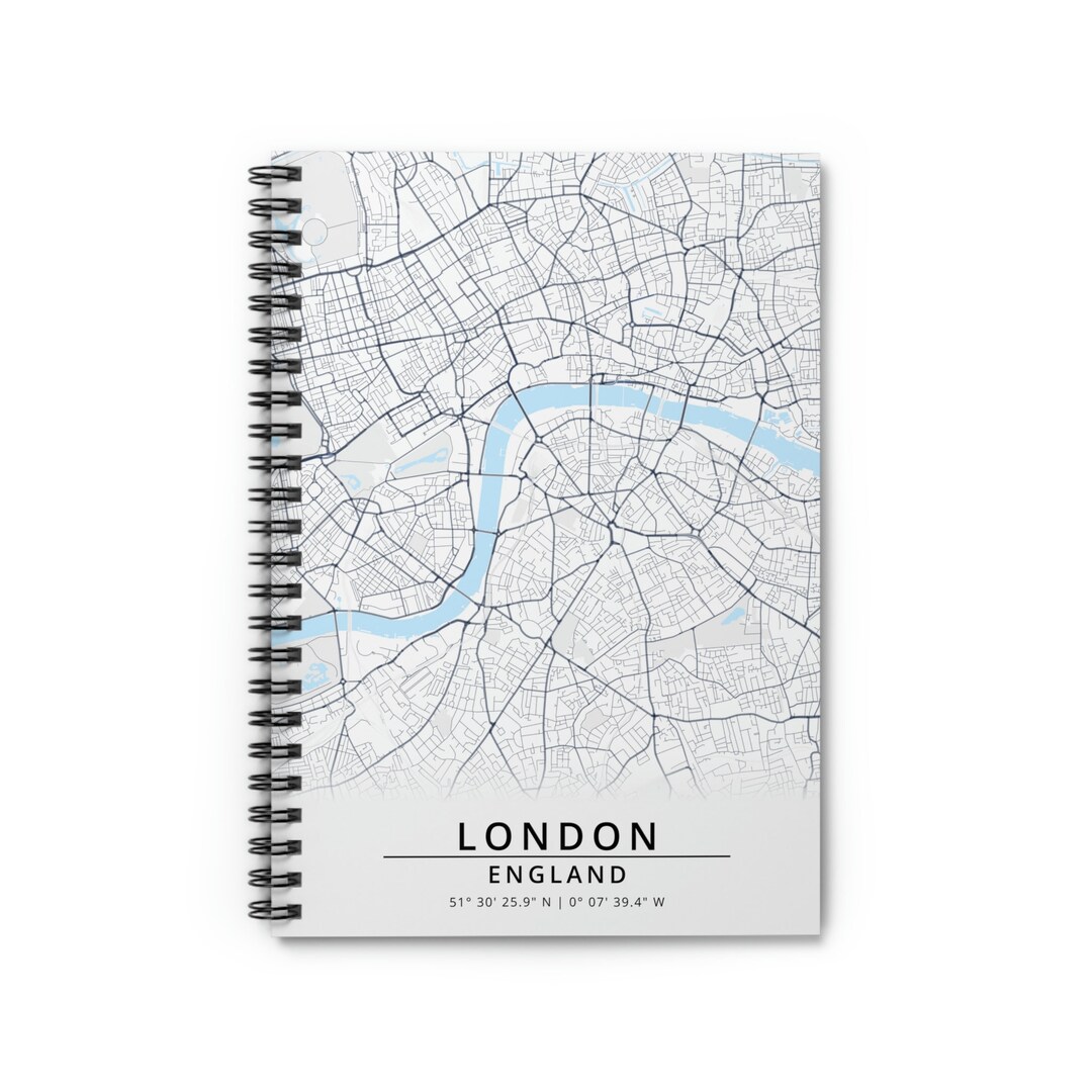 London Map Spiral Notebook Ruled Line Notebook, Spiral Map Notebook ...