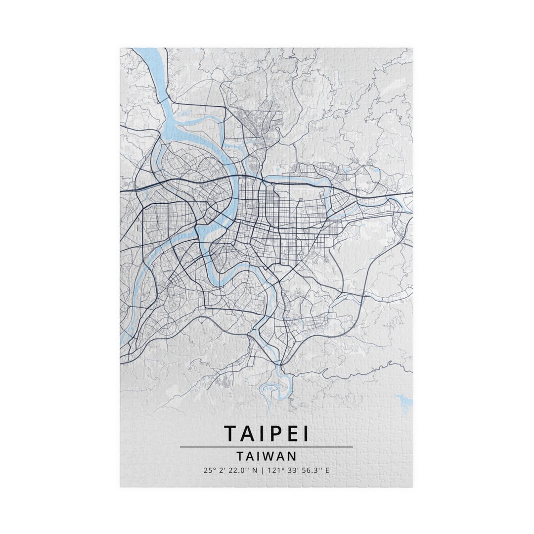 Taipei City Map Puzzle, Jigsaw Puzzle Map, Housewarming Gift, Travel ...