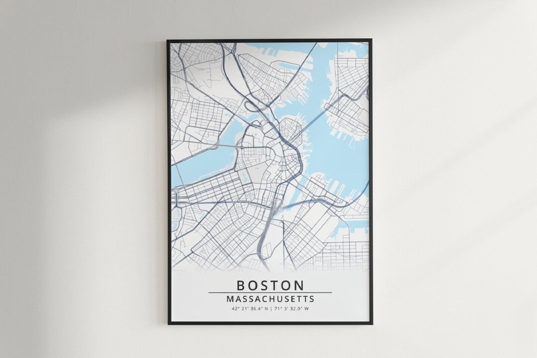 Boston Wall Art City Map Poster - Digital Download Boston Massachusetts ...