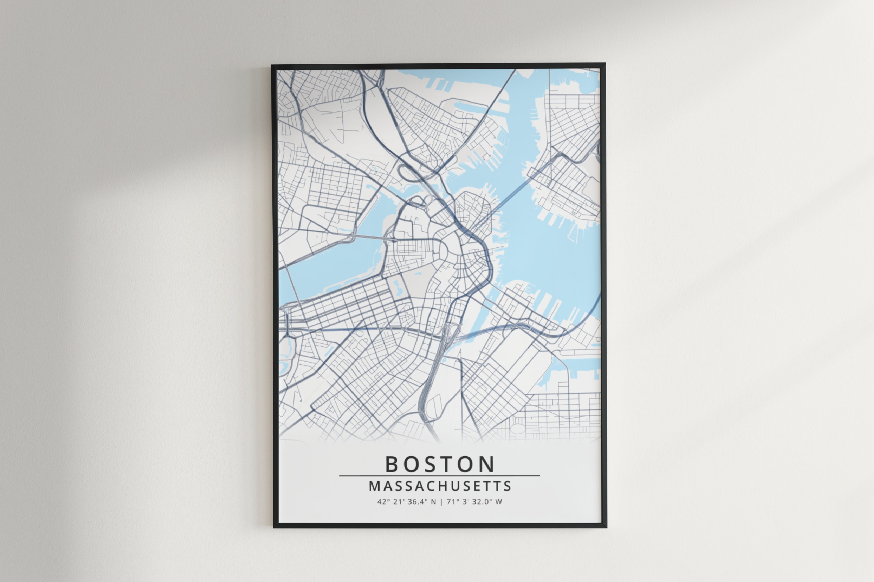 Boston Wall Art City Map Poster Digital Download Boston Massachusetts ...