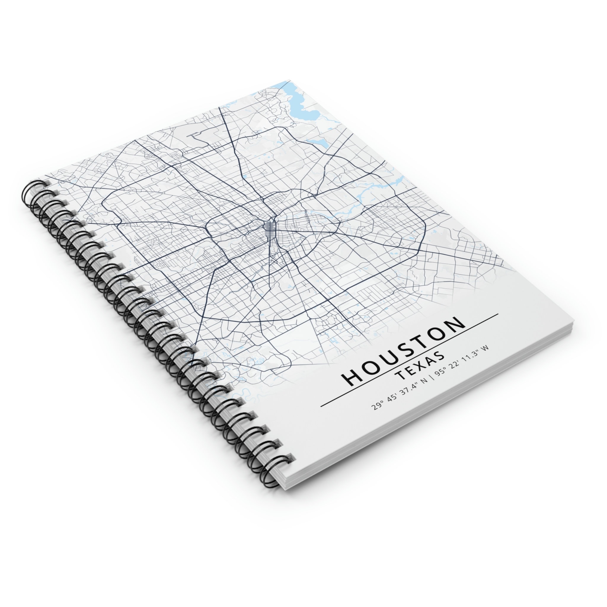 Houston Map Spiral Notebook Ruled Line Notebook, Spiral Map Notebook ...