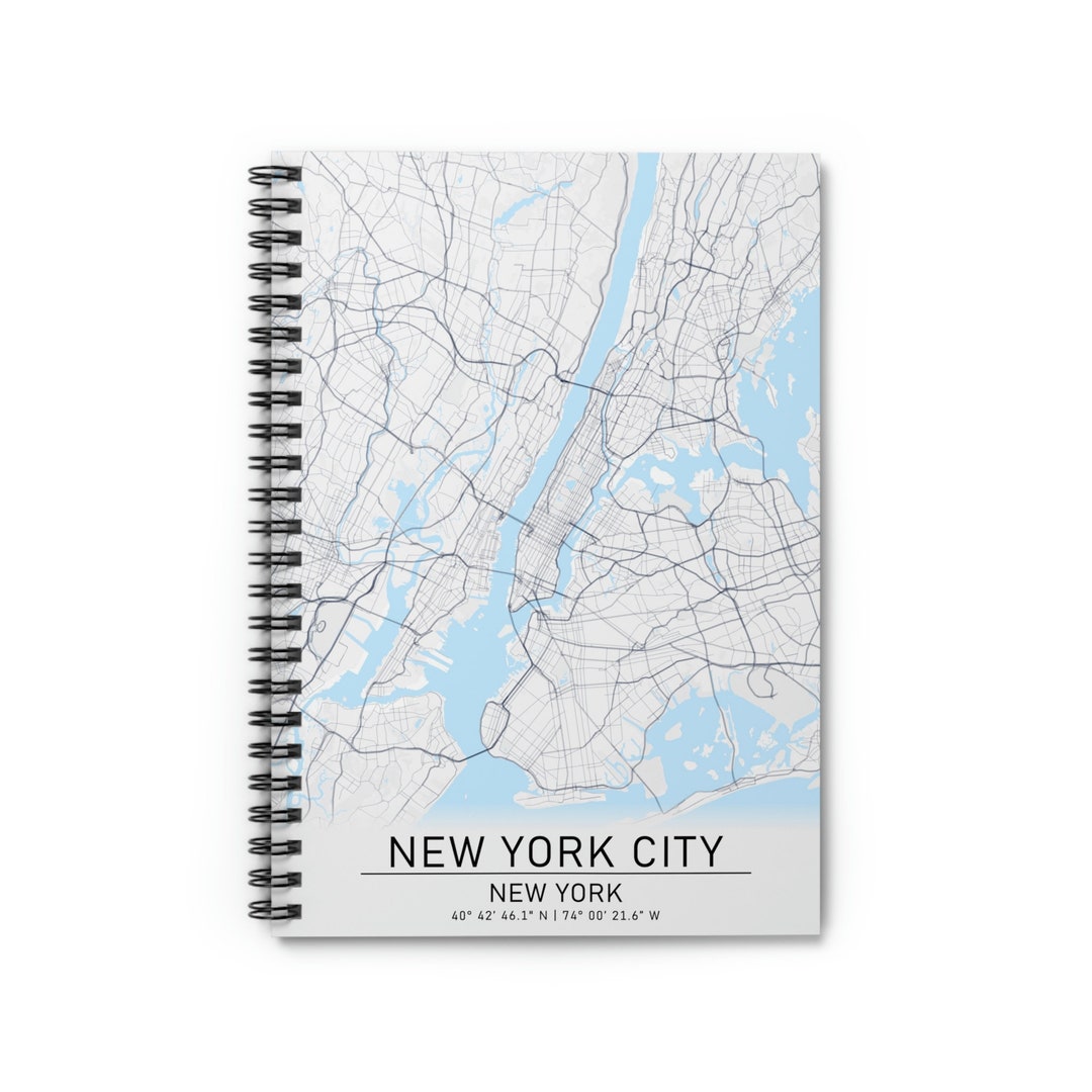 New York City Map Spiral Notebook Ruled Line Notebook, Spiral Map ...