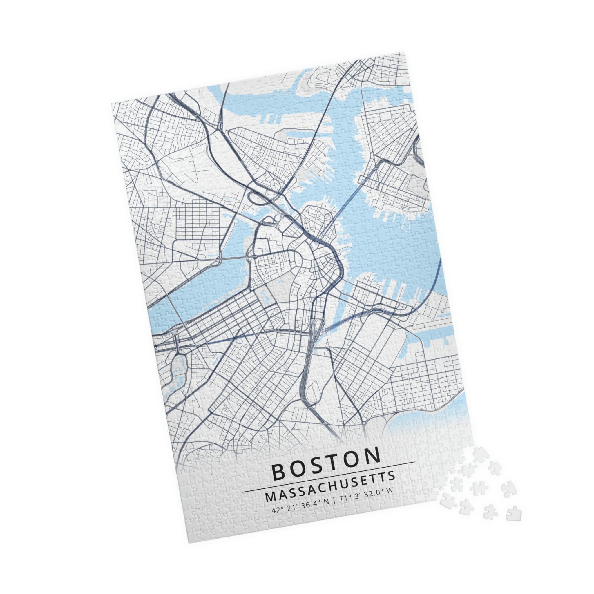 Boston City Map Puzzle, Jigsaw Puzzle Map, Housewarming Gift, Travel ...