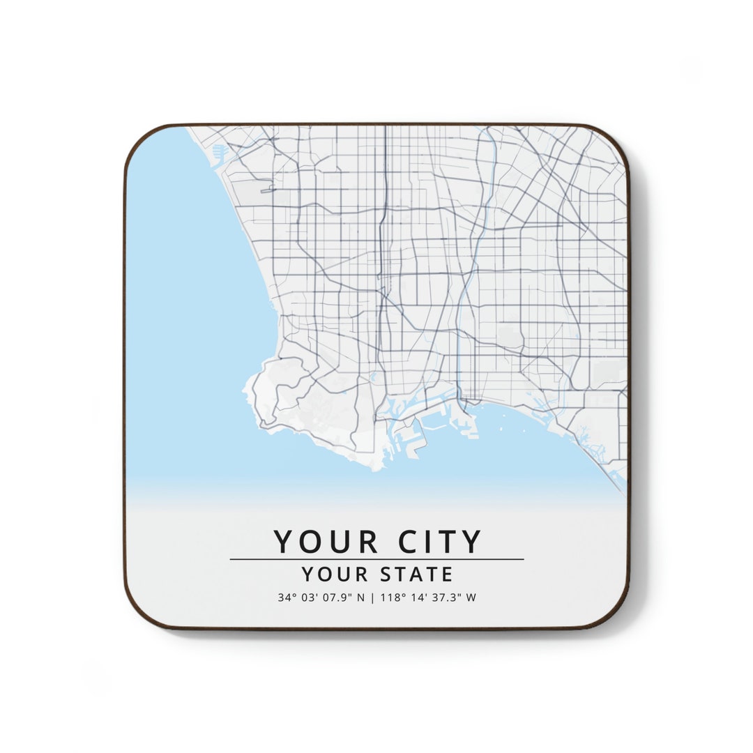 Custom Map Coaster, Personalized City Map Coaster, Your City, Any City ...