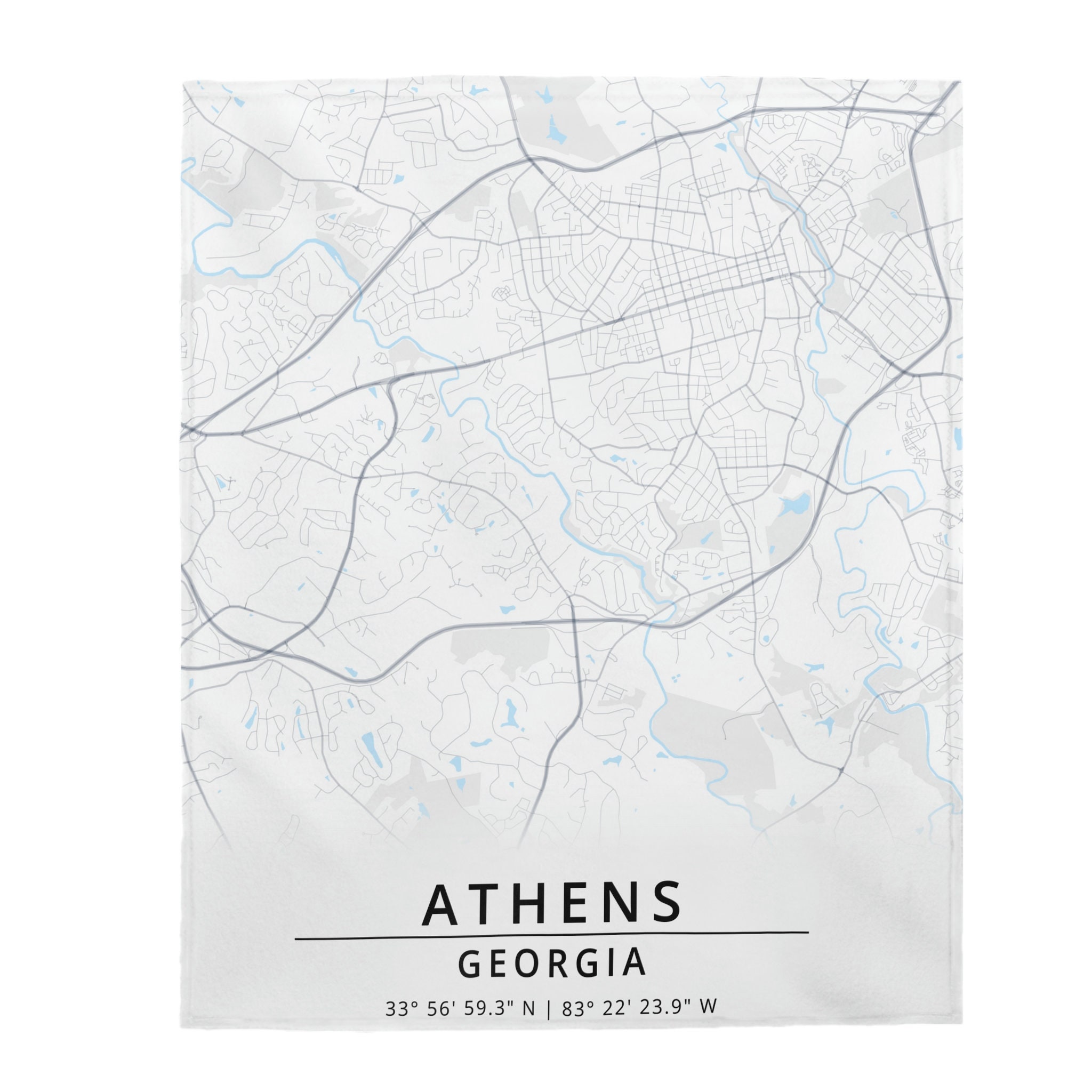 Athens GA Map Blanket, City Map Home Decor, Athens City Map, Travel ...