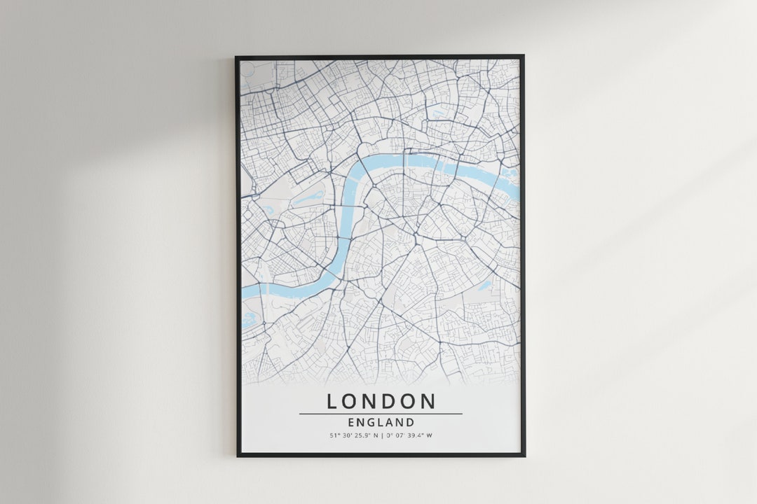 London Wall Art City Map Poster Digital Download London, England Wall ...