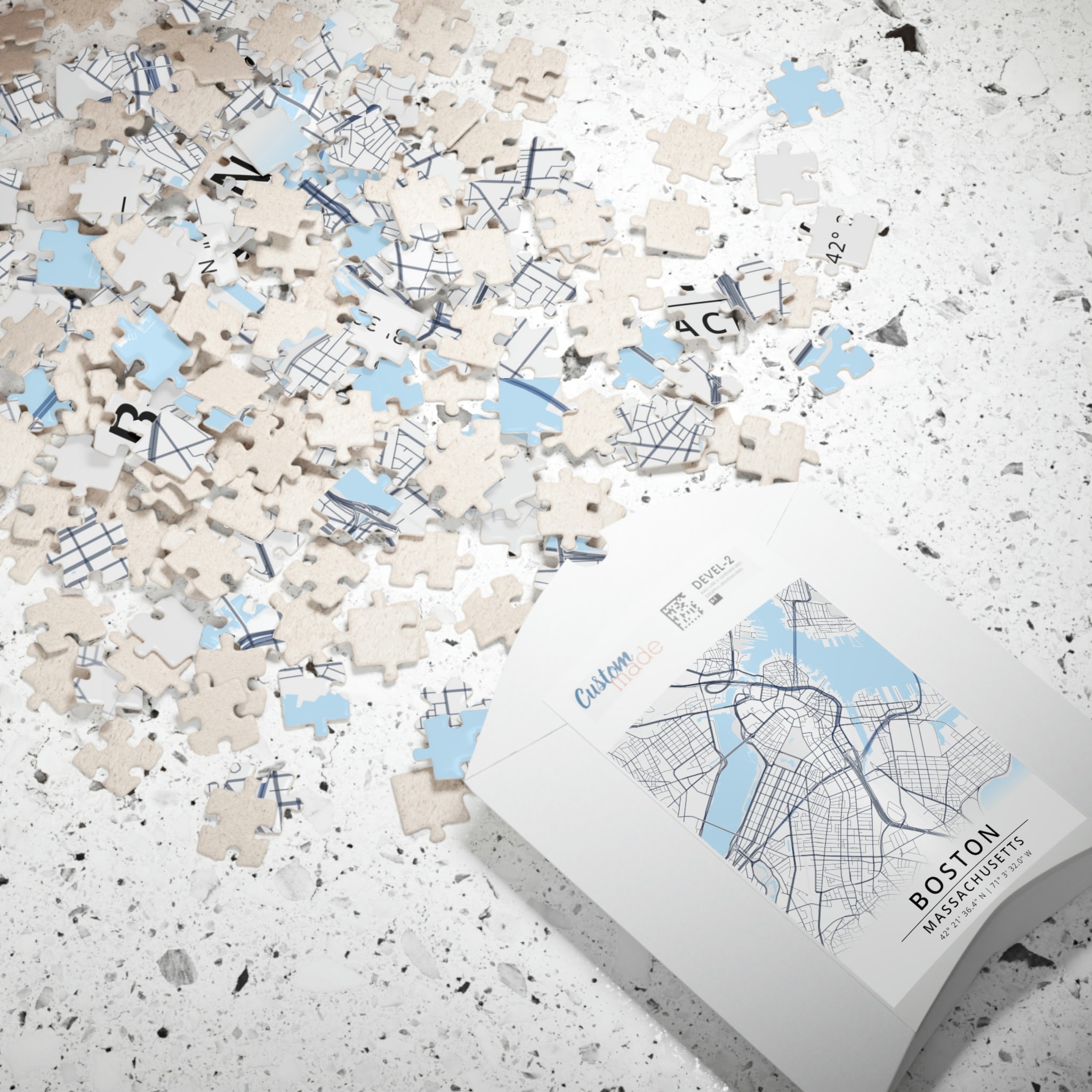 Boston City Map Puzzle, Jigsaw Puzzle Map, Housewarming Gift, Travel ...