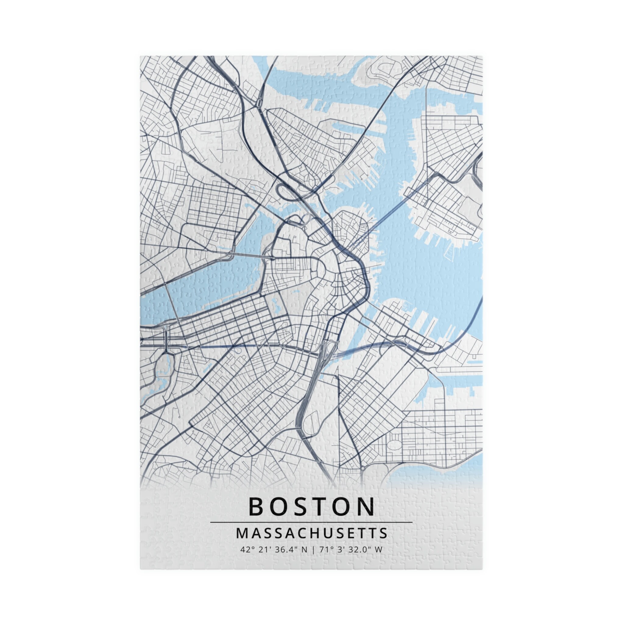 Boston City Map Puzzle, Jigsaw Puzzle Map, Housewarming Gift, Travel ...
