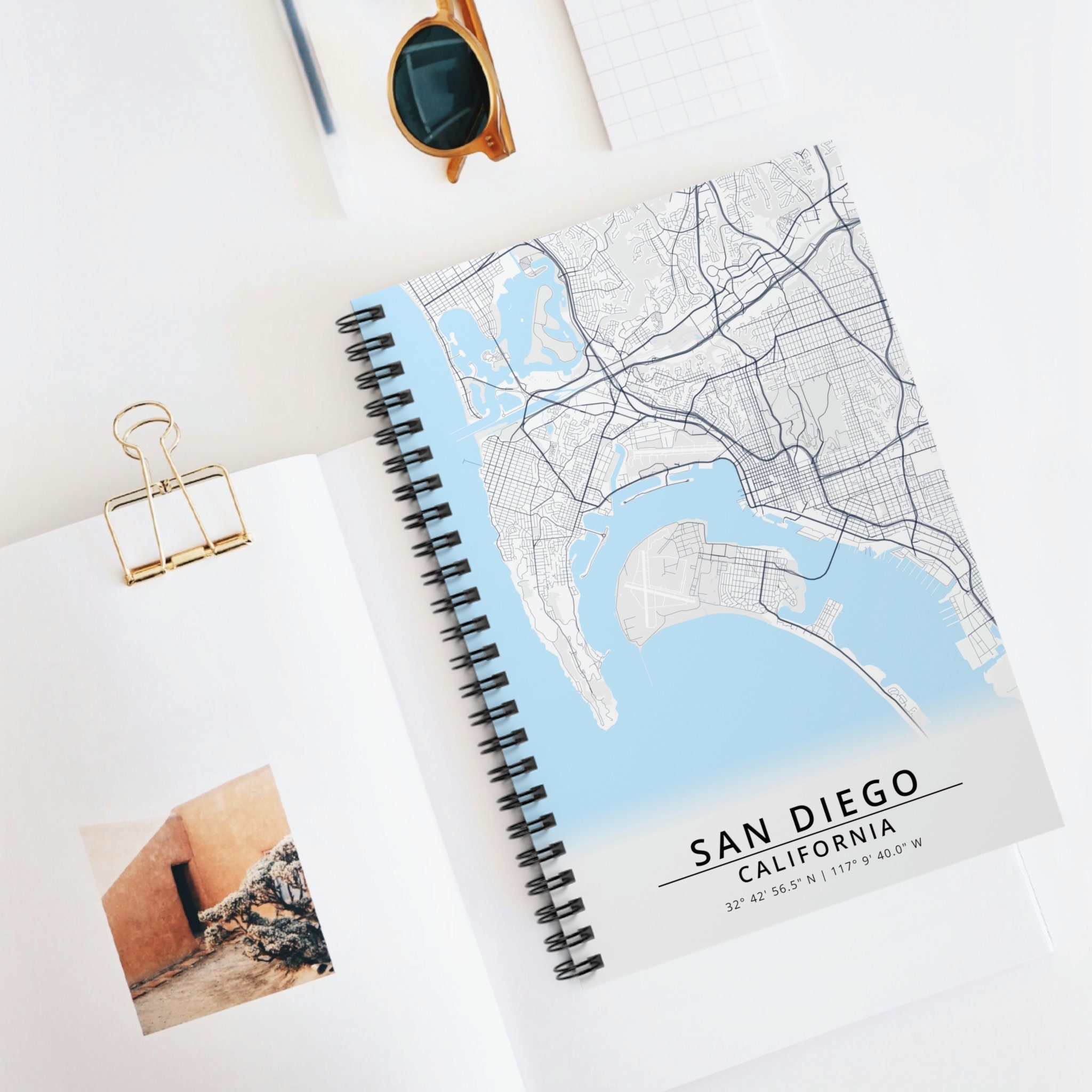San Diego Map Spiral Notebook Ruled Line Notebook, Spiral Map Notebook ...