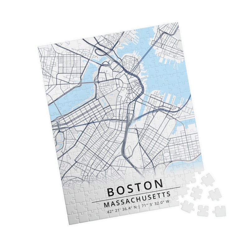 Boston City Map Puzzle Jigsaw Puzzle Map Housewarming Gift - Etsy