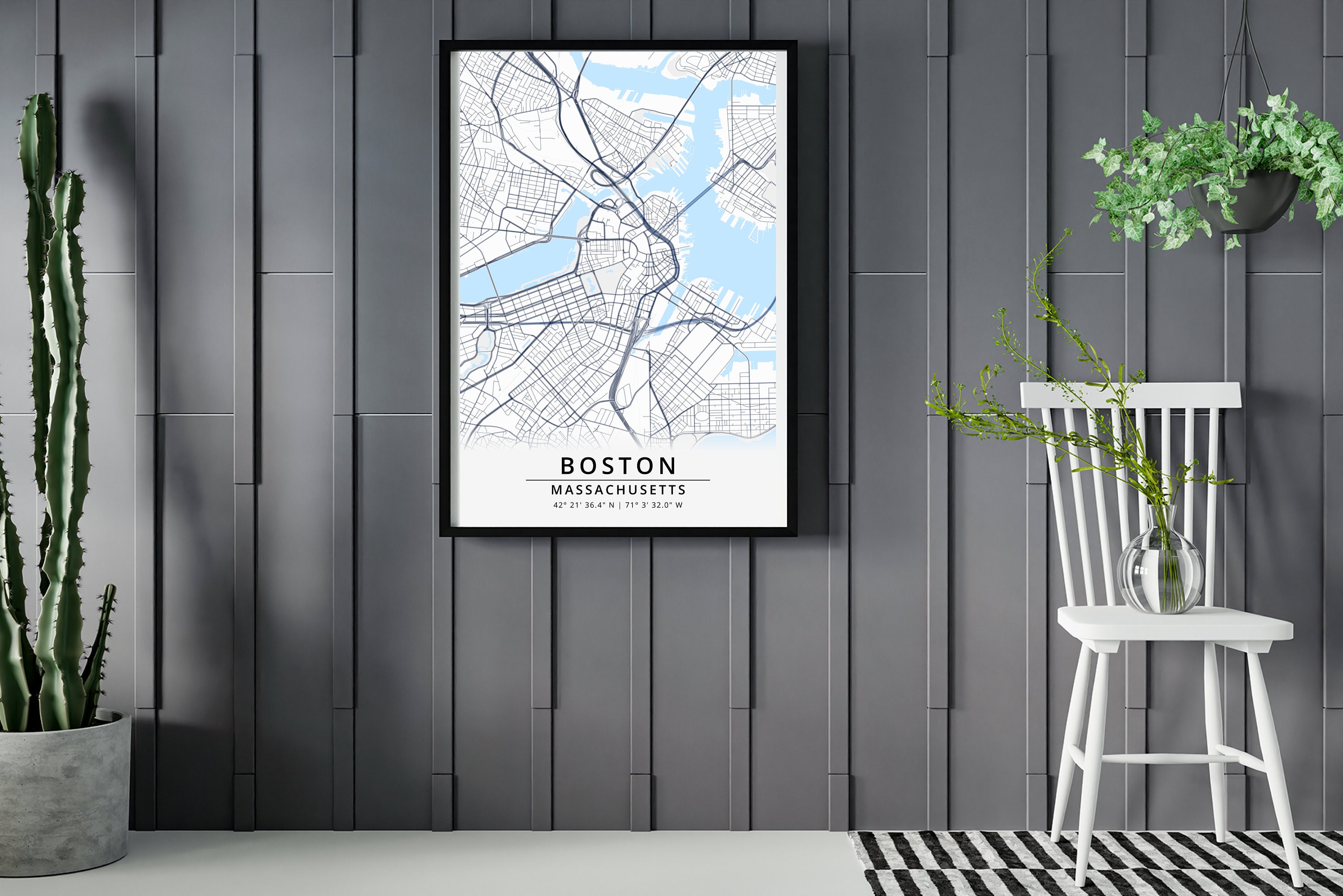 Boston Wall Art City Map Poster Digital Download Boston Massachusetts ...