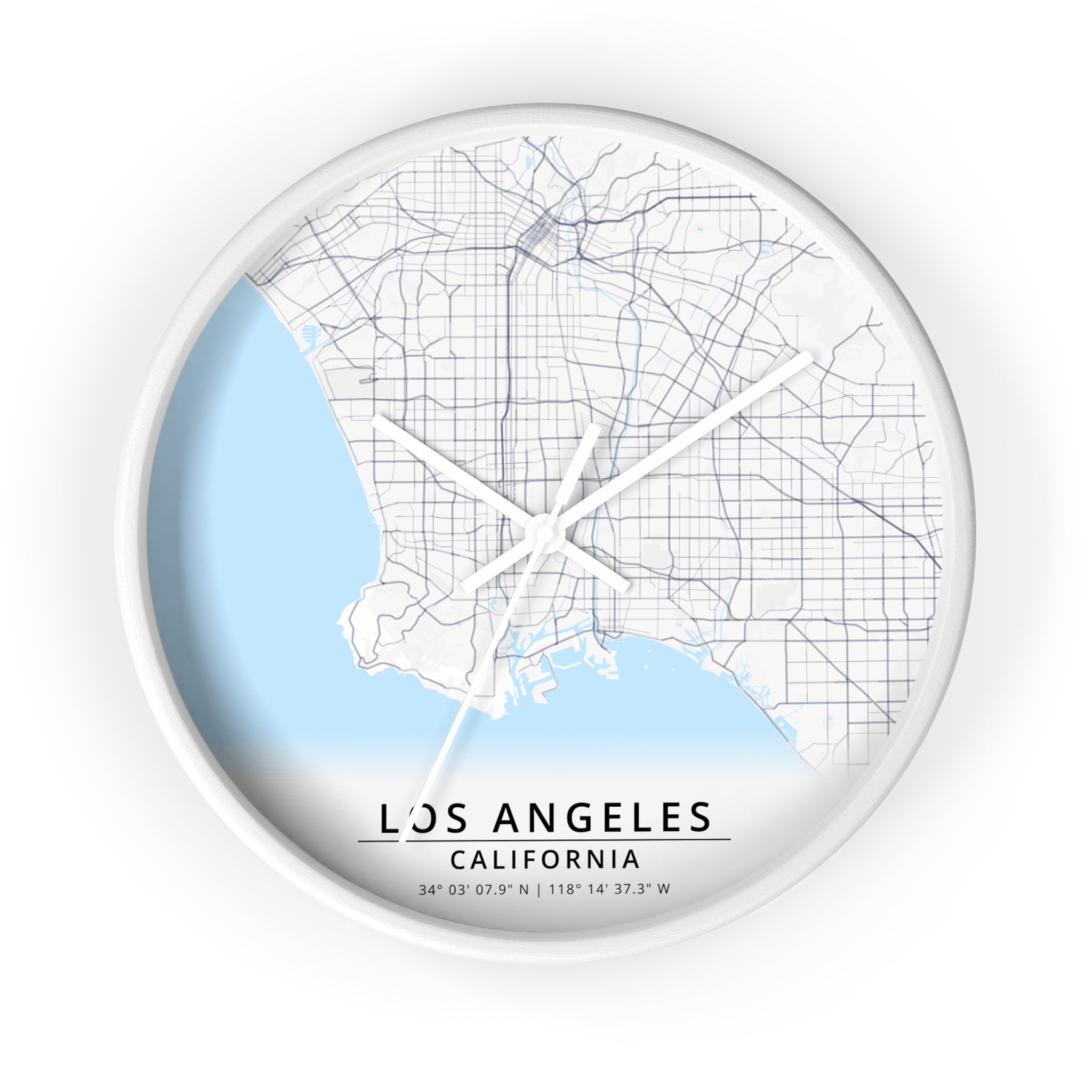 Los Angeles Map Wall Clock, Los Angeles CA Clock, Los Angeles Gift, Los ...