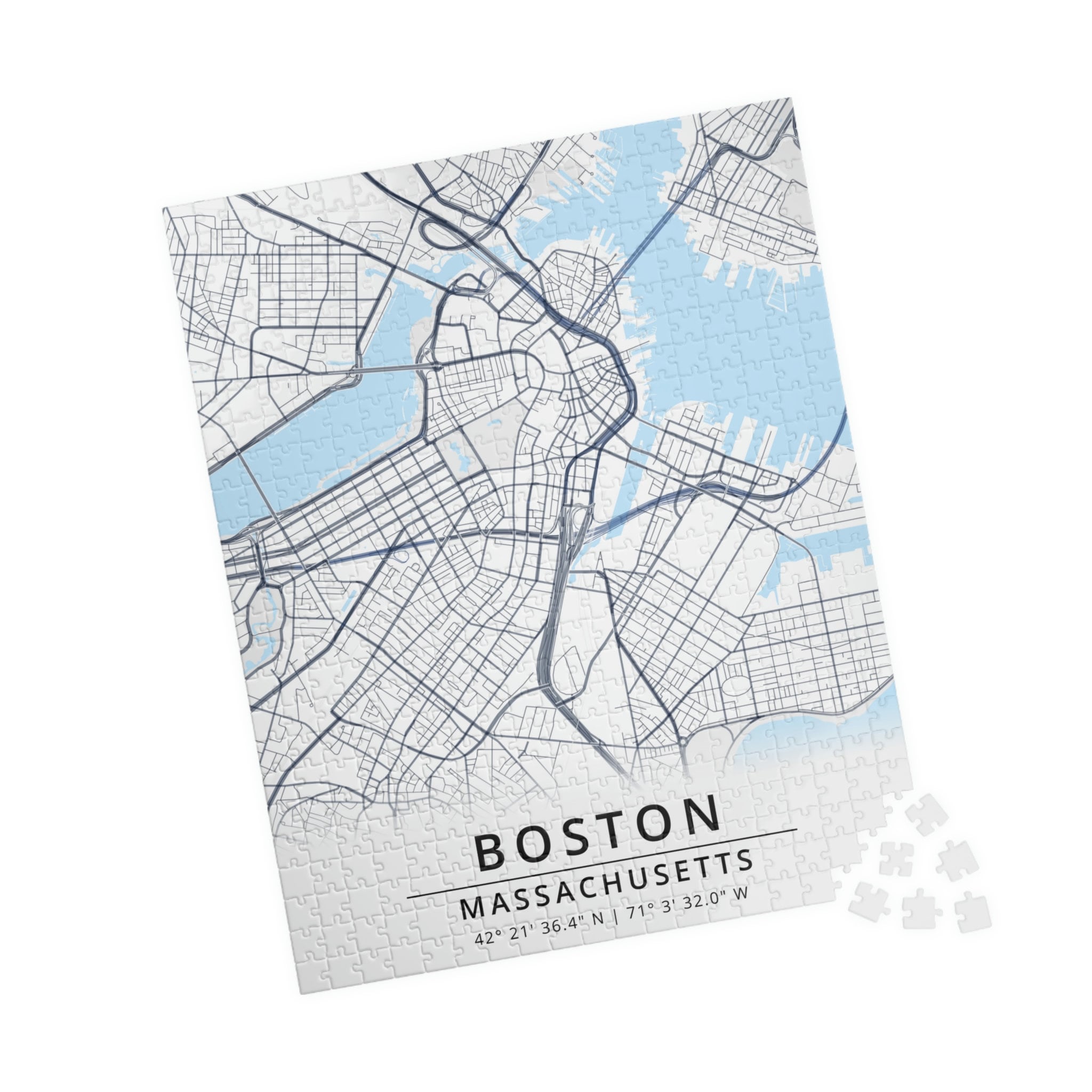 Boston City Map Puzzle, Jigsaw Puzzle Map, Housewarming Gift, Travel ...