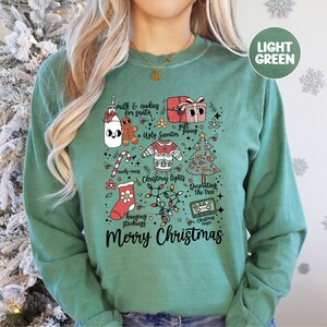 Christmas Doodle Long Sleeve Shirt, Comfort Colors® Christmas, Cute ...