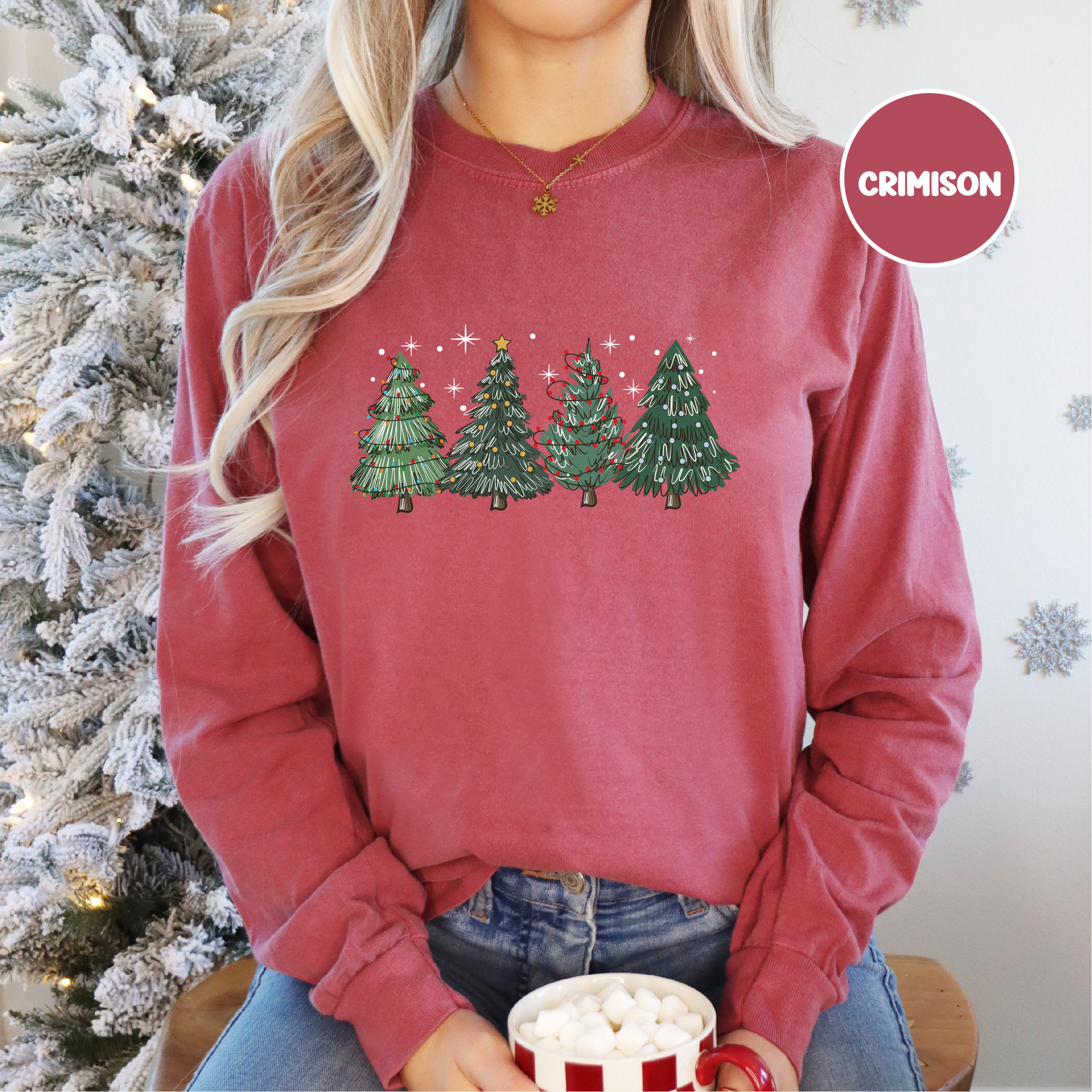 Green Christmas Trees Shirt, Long Sleeve Shirt, Christmas Holiday ...