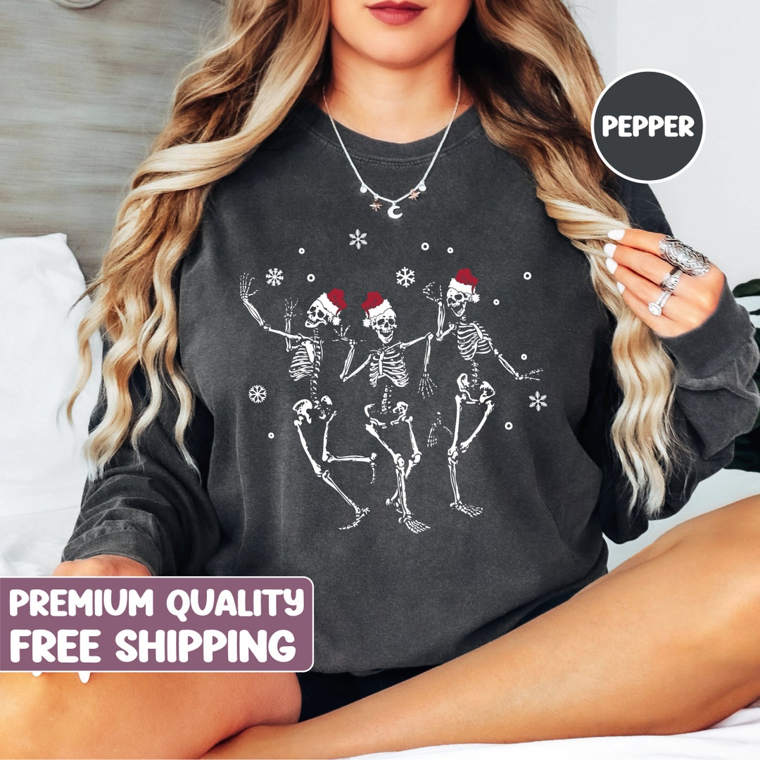Christmas Skeleton Long Sleeve Shirt, Christmas Funny Skeleton Shirt ...