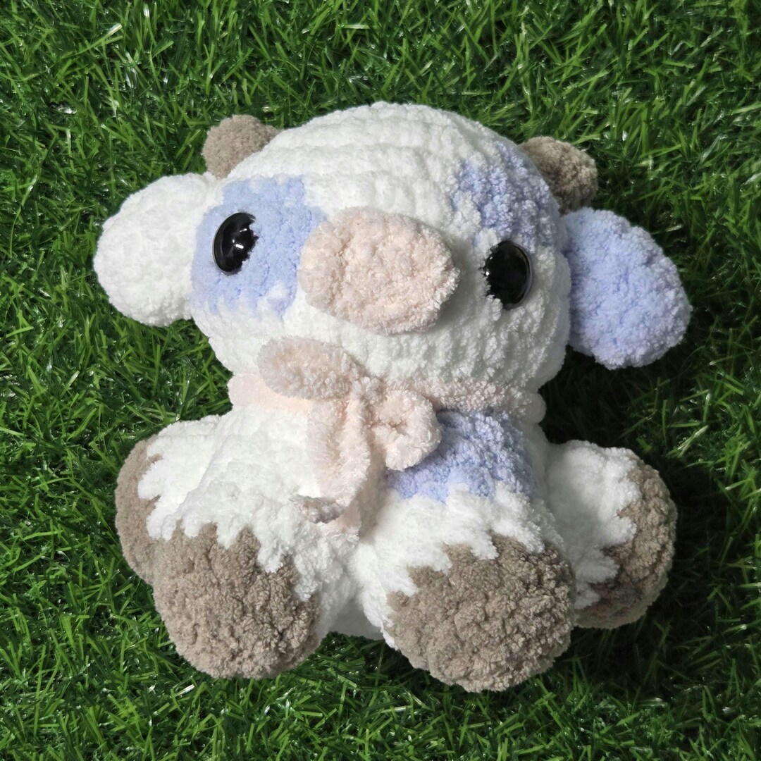 Blue Crochet Sitting Cow - Etsy