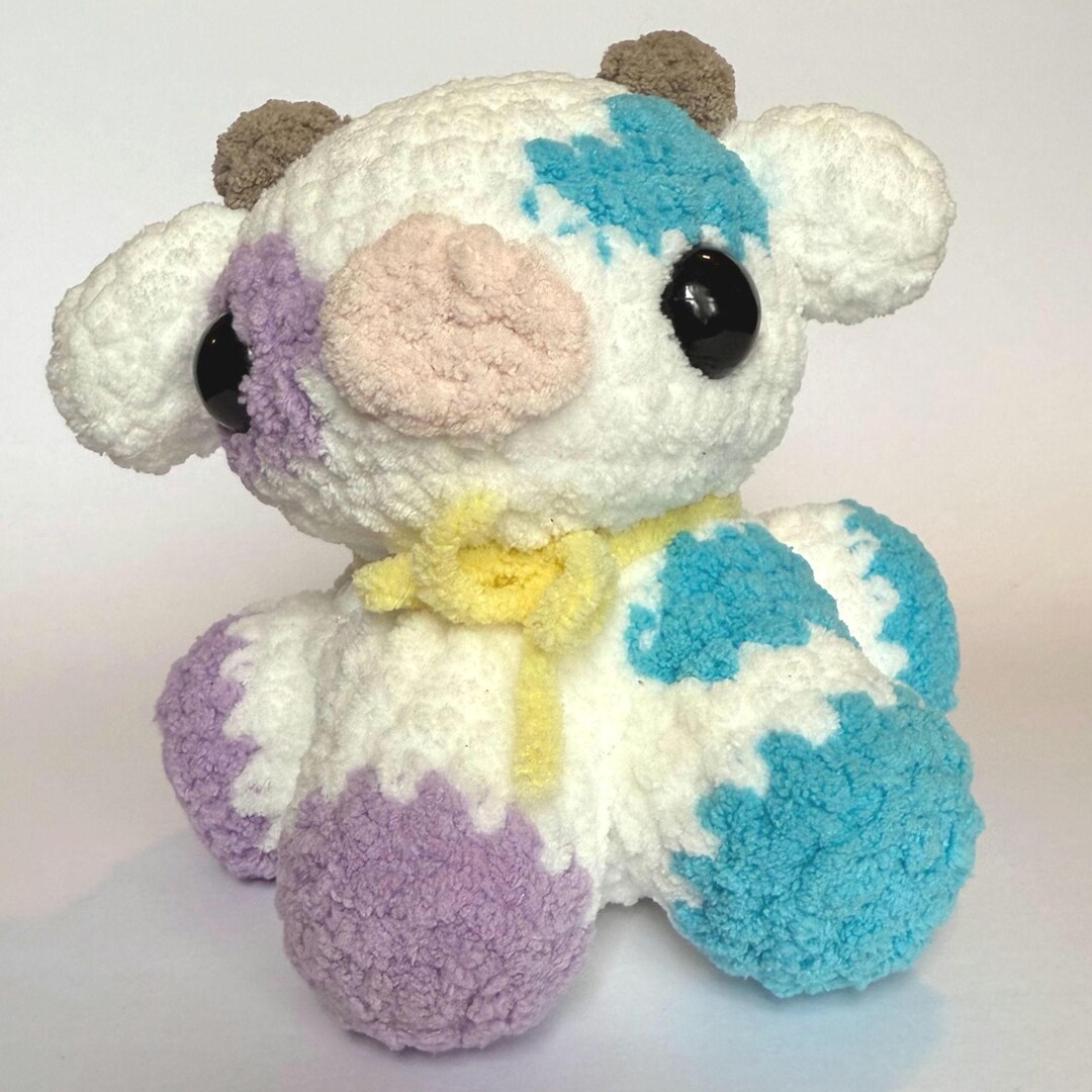 Crochet Pink and Blue Sitting Cow Amigurumi Perfect Birthday Gift - Etsy