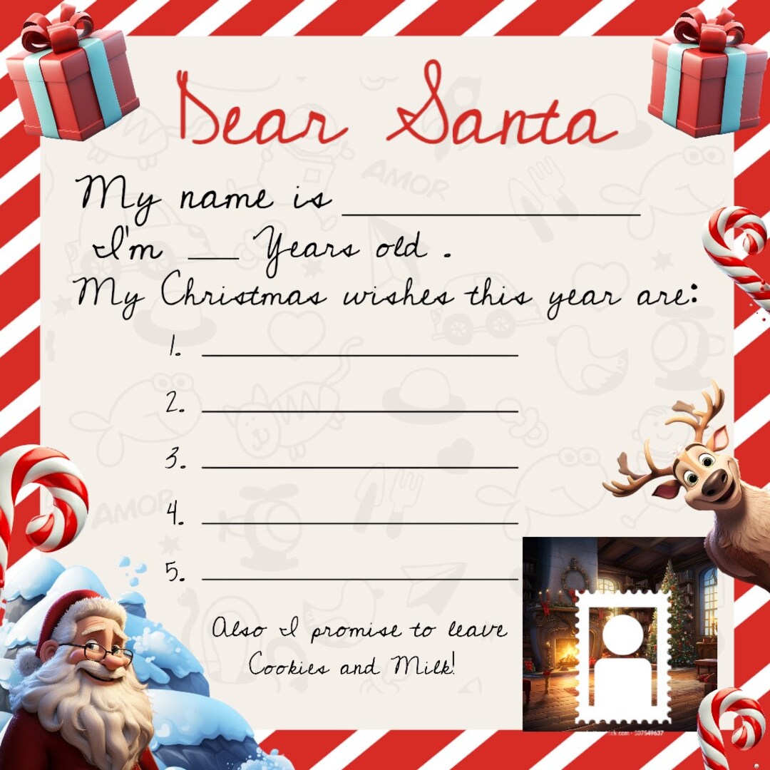Cartoon Custom Animated Letter to Santa and Portrait - Etsy