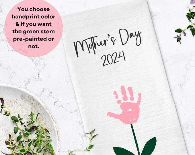 Mothers Day Tea Towel, Custom Handmade Kitchen Towel Kit, Handprint ...