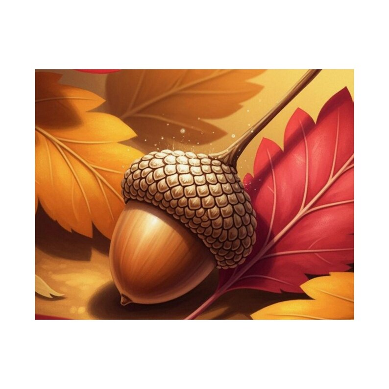 Autumn Acorn Satin Poster, Fall Wall Art, Cozy Home Decor, Seasonal ...
