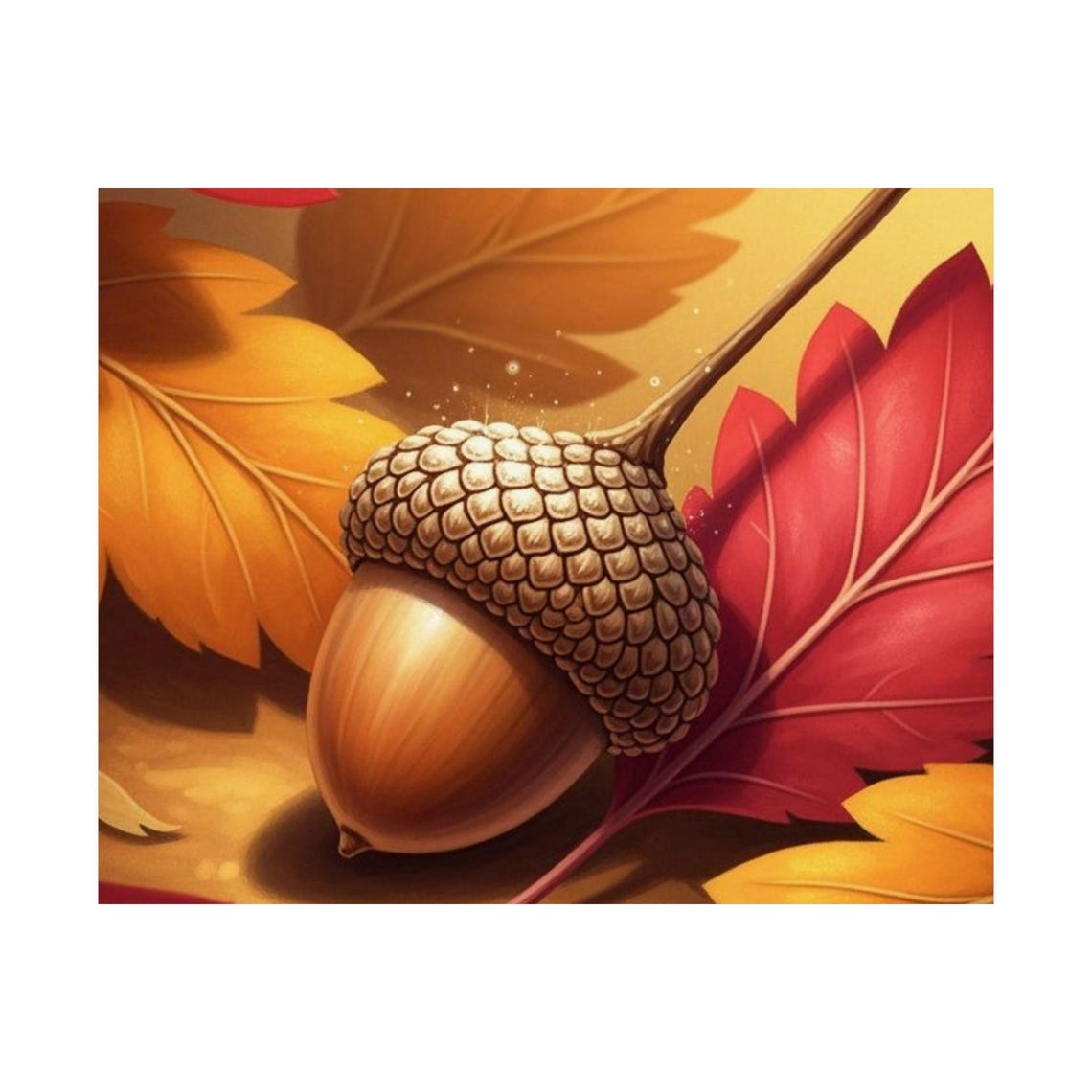 Autumn Acorn Satin Poster, Fall Wall Art, Cozy Home Decor, Seasonal ...