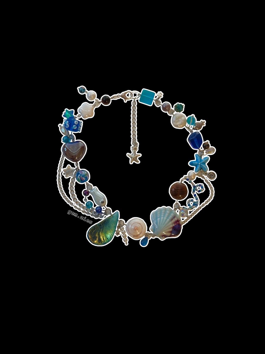 Treasure From the Ocean Cluttercore Necklace Handmade Beaded Necklace ...