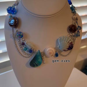 Treasure From the Ocean Cluttercore Necklace Handmade Beaded Necklace ...