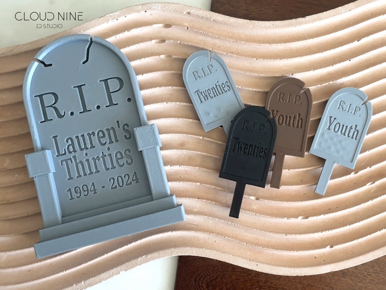 CUSTOM Tombstone Cupcake Toppers, Graveyard Halloween Party Decoration ...