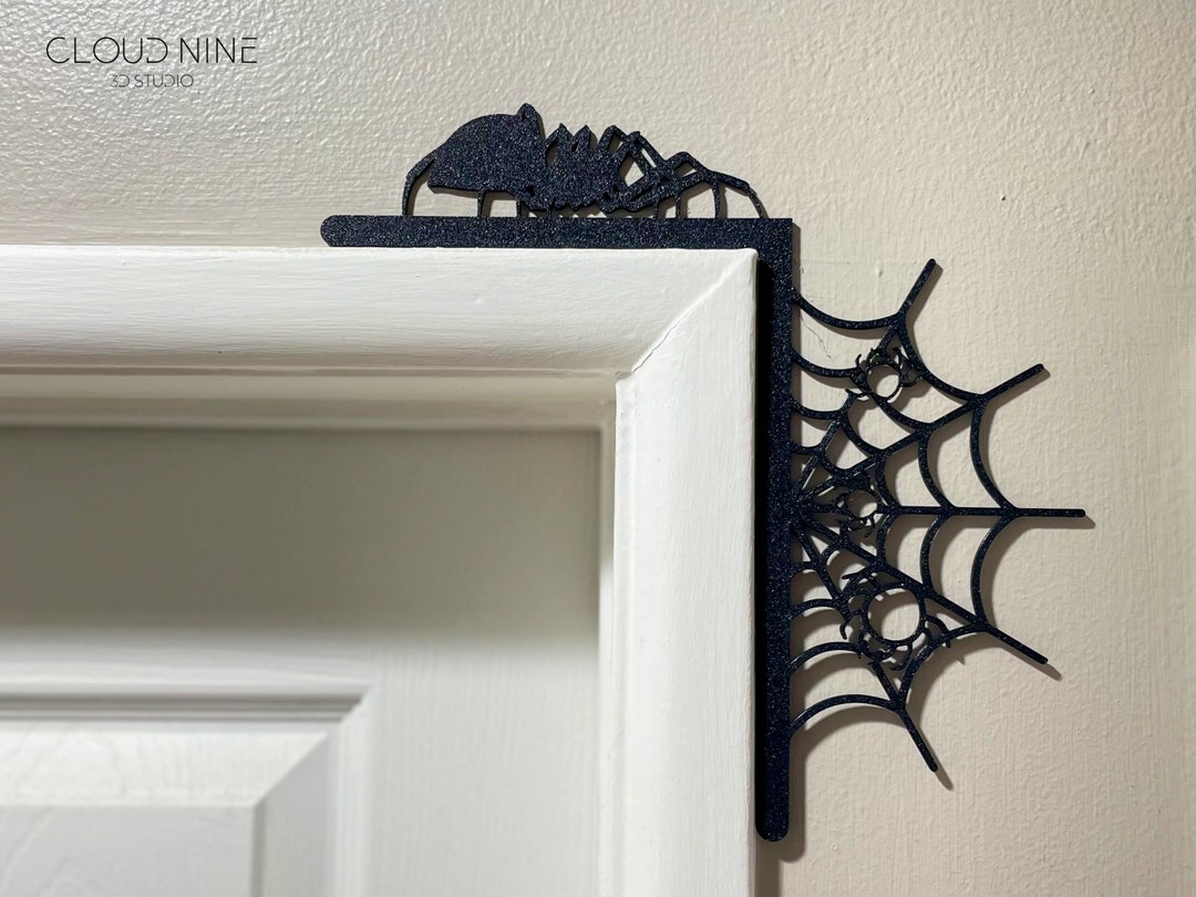 Spider Door Topper, Halloween Spider Web Door Corner Decor, Spooky ...