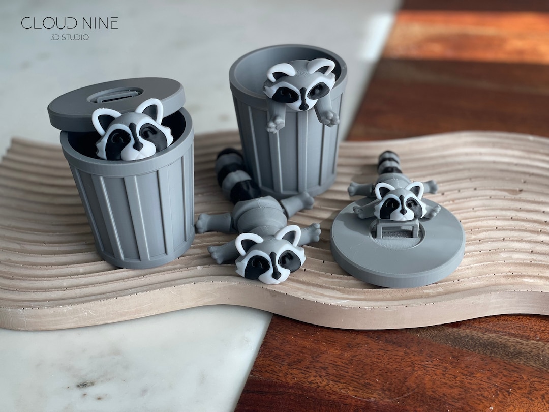 Articulated Raccoon With Trash Can, Trash Panda, Articulated Fidget Toy ...