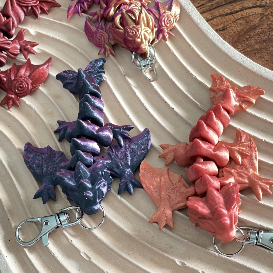 Tiny Crystal Dragon Keychain, Articulated Dragon, Baby Dragon Keychain ...